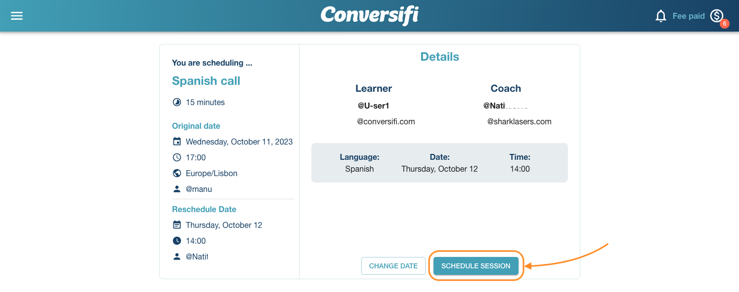 Reschedule my scheduled call – Conversifi (English)